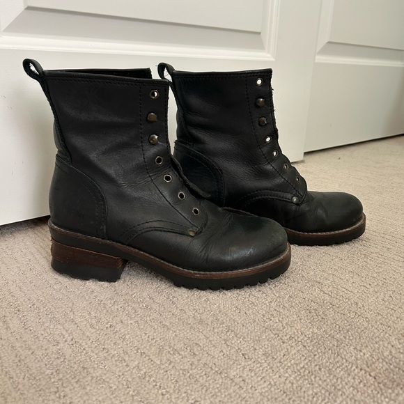 MIA | Shoes | Mia Black Leather Combat Boots | Poshmark